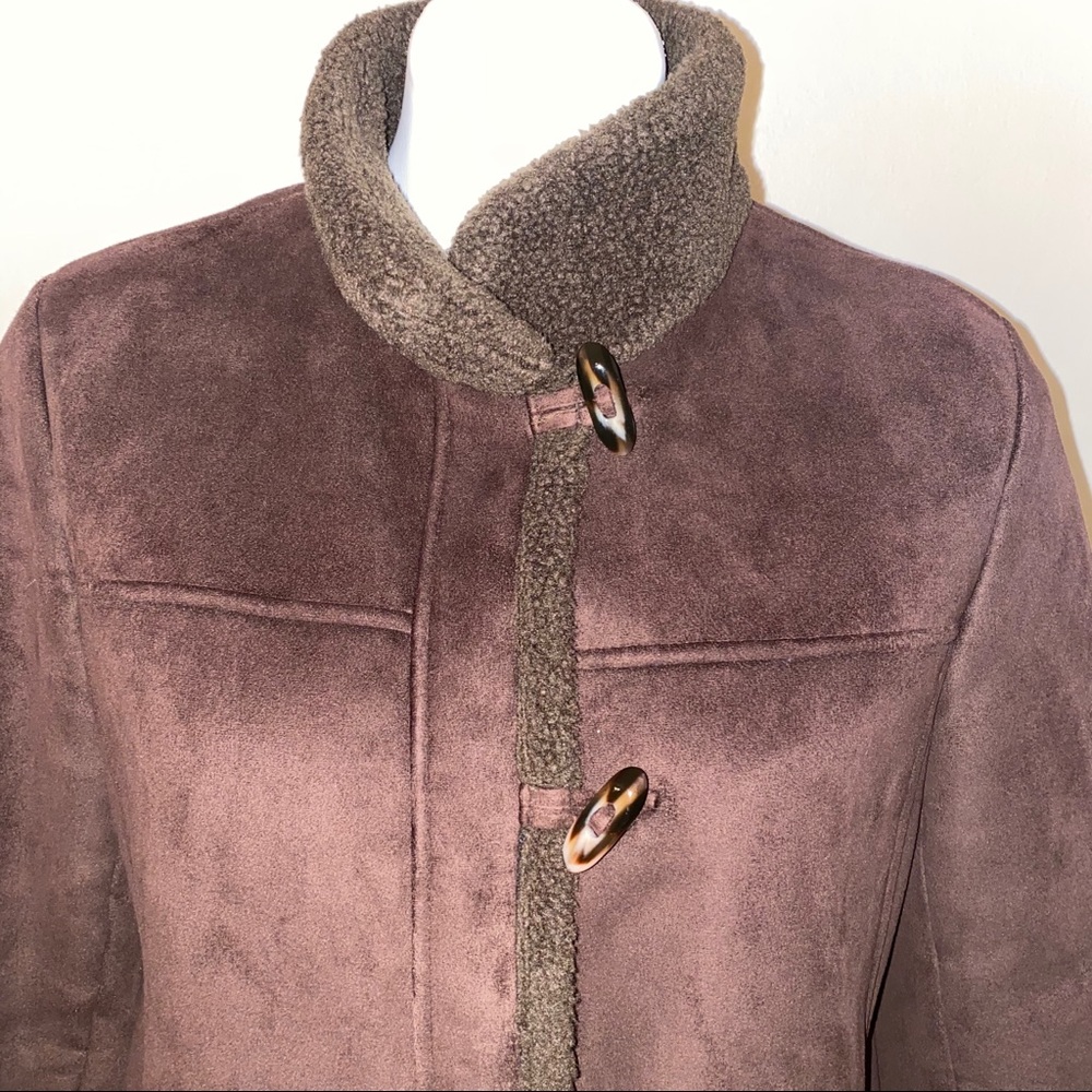 Talbots Faux Suede And Shearling Jacket - Gem